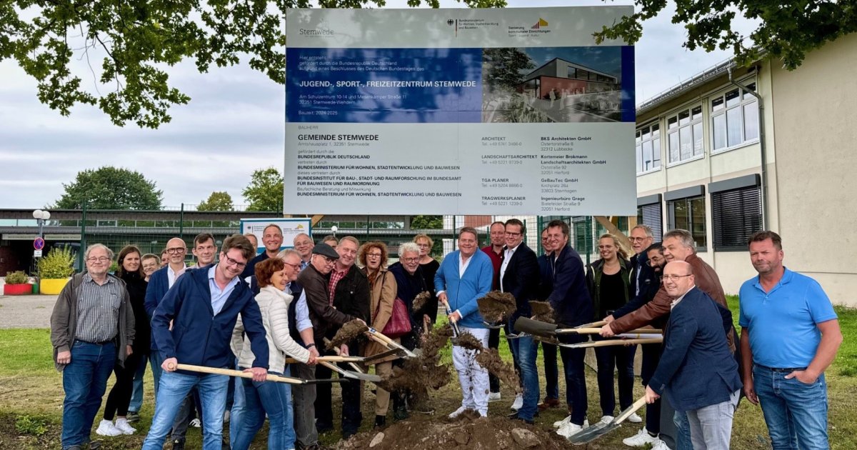 Bau des neuen Jugend-, Sport- und Freizeitzentrum in Wehdem startet ...